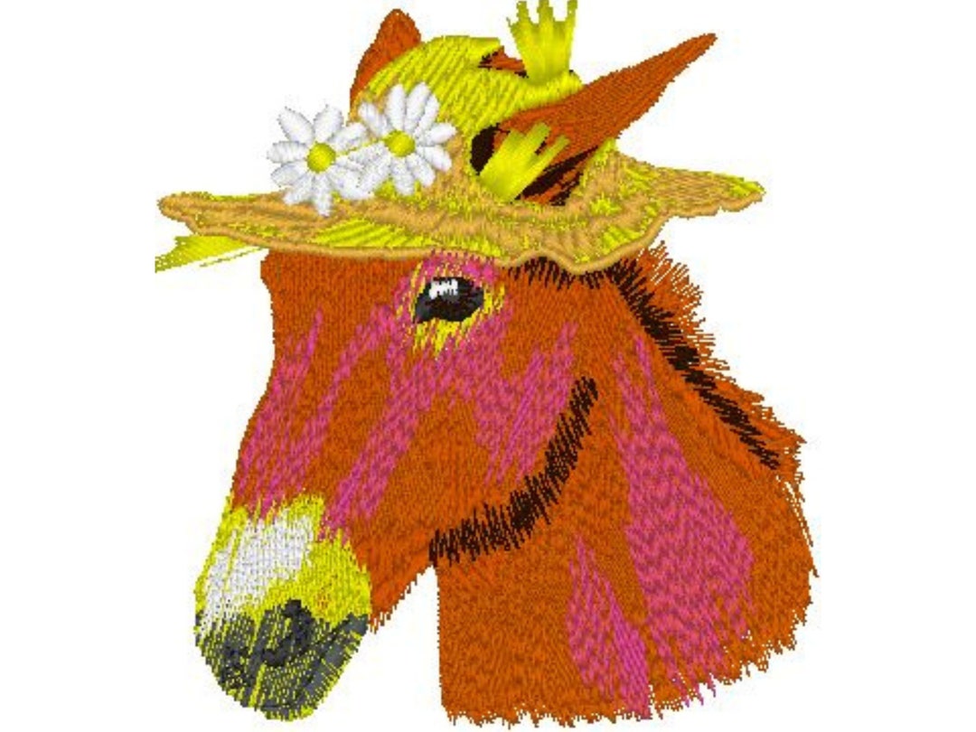 Donkey Pony Horse With Flowers and Ripped Straw Hat - 3 Sizes ...
