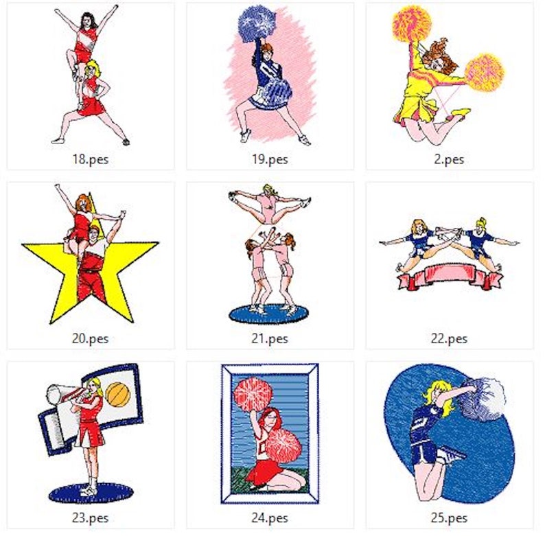 Cheerleading Set of 30 Embroidery Files - 4 X 4 Inches ( 100 X 100mm ...