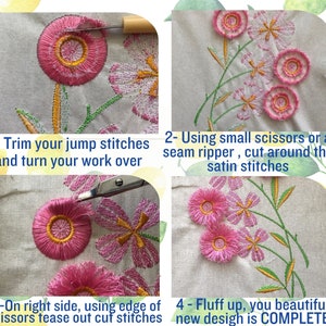 Flowers Stems With 3 Fluffy Fringe Flowers to Make Embroidery Files Fit ...