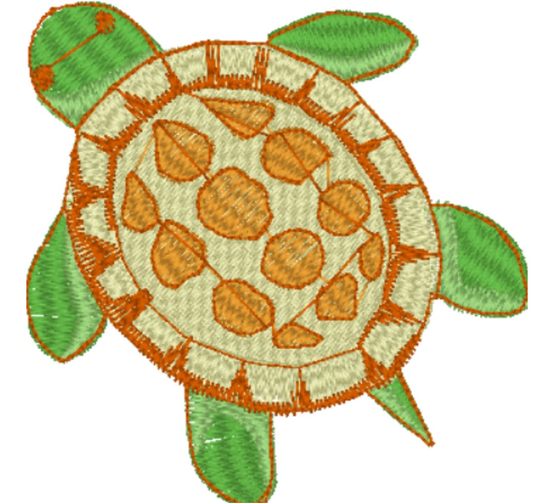 Turtle Embroidery Design 4 X 4 Inch ( 100 X 100) Hoop Pes Dst Exp Jef ...