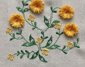 Sunflowers Stems With 3 Fluffy Fringe Flowers to Make Embroidery Files ...