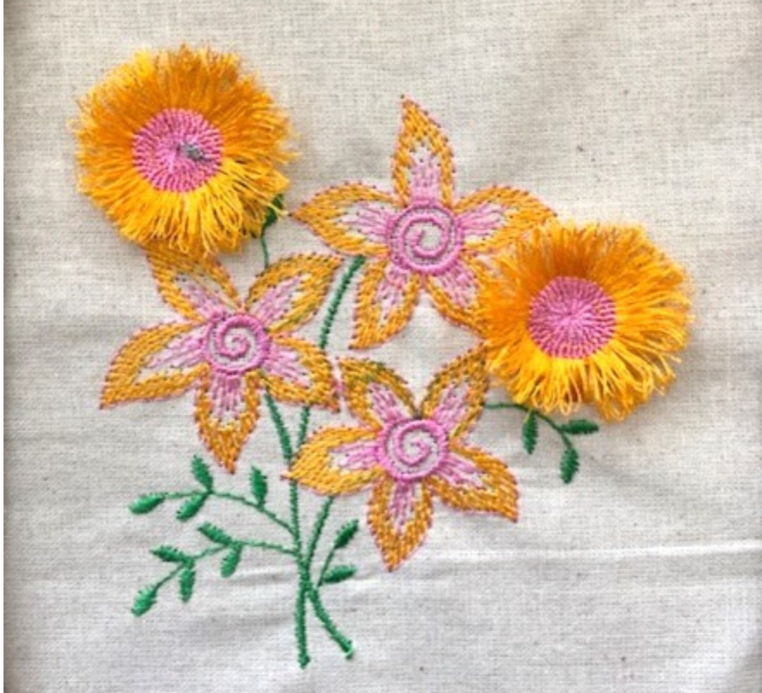 Flowers Stems Fancy Fluffy Embroidery Files Fit 4 X 4 Inches Hoop - Pes ...