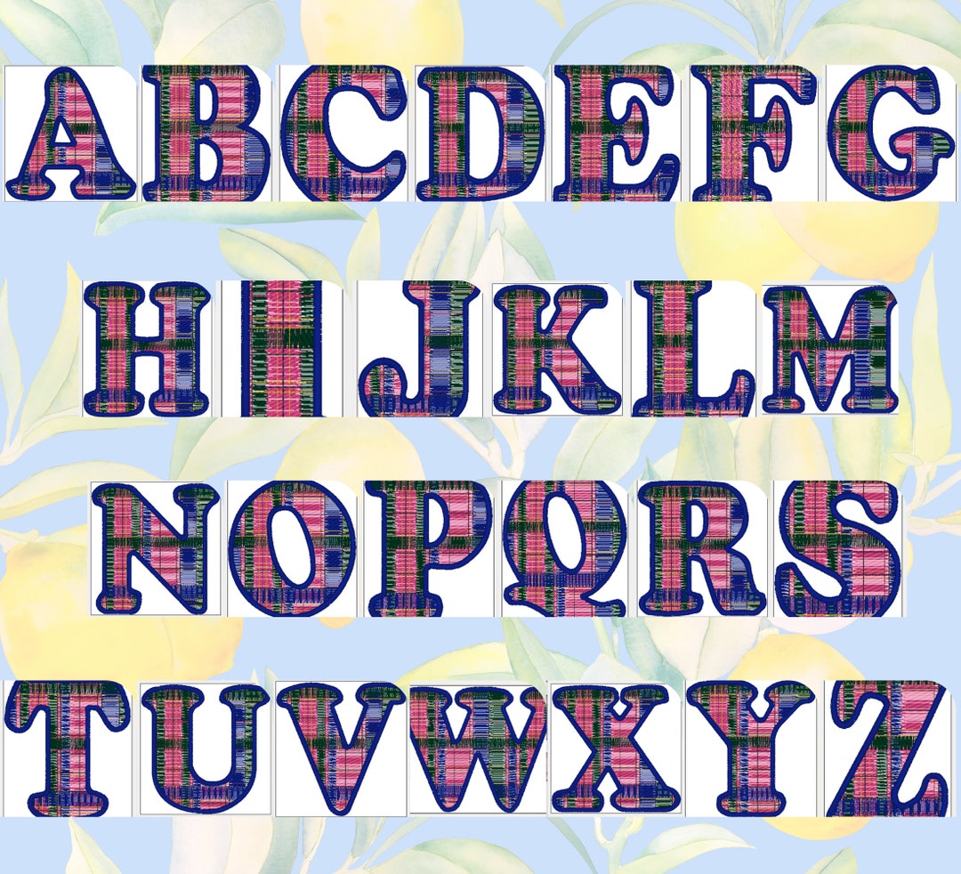 Font Letters Uppercase Capitals in Tartan Design Comes in 2 Sizes Pes ...