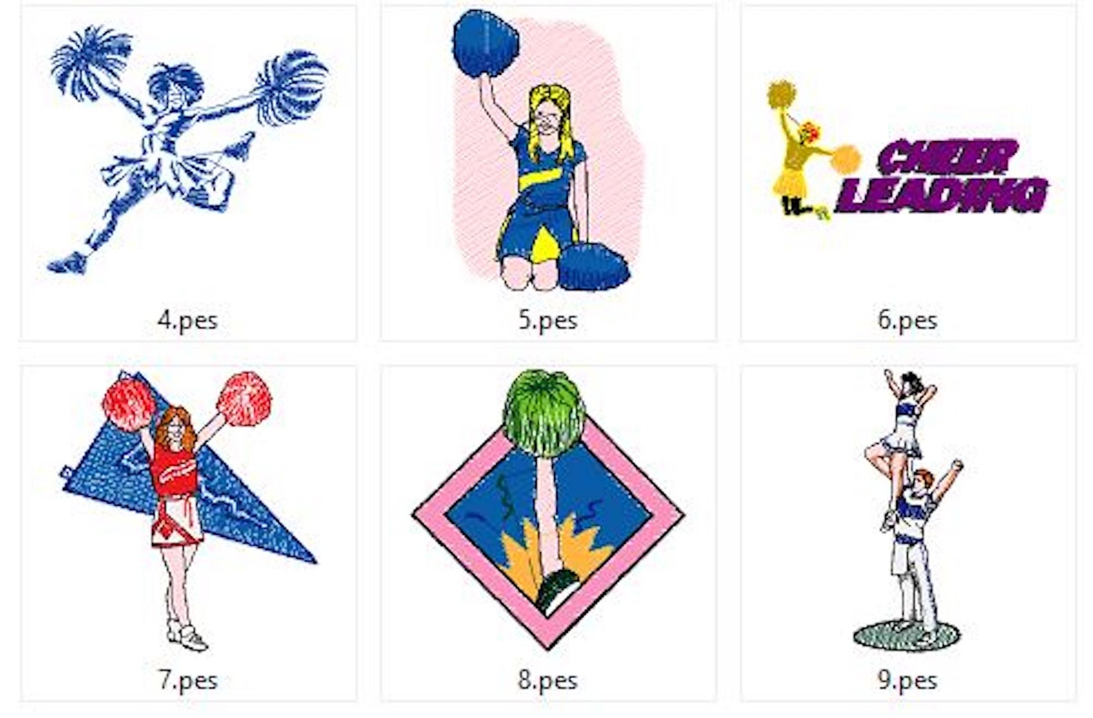 Cheerleading Set of 30 Embroidery Files - 4 X 4 Inches ( 100 X 100mm ...