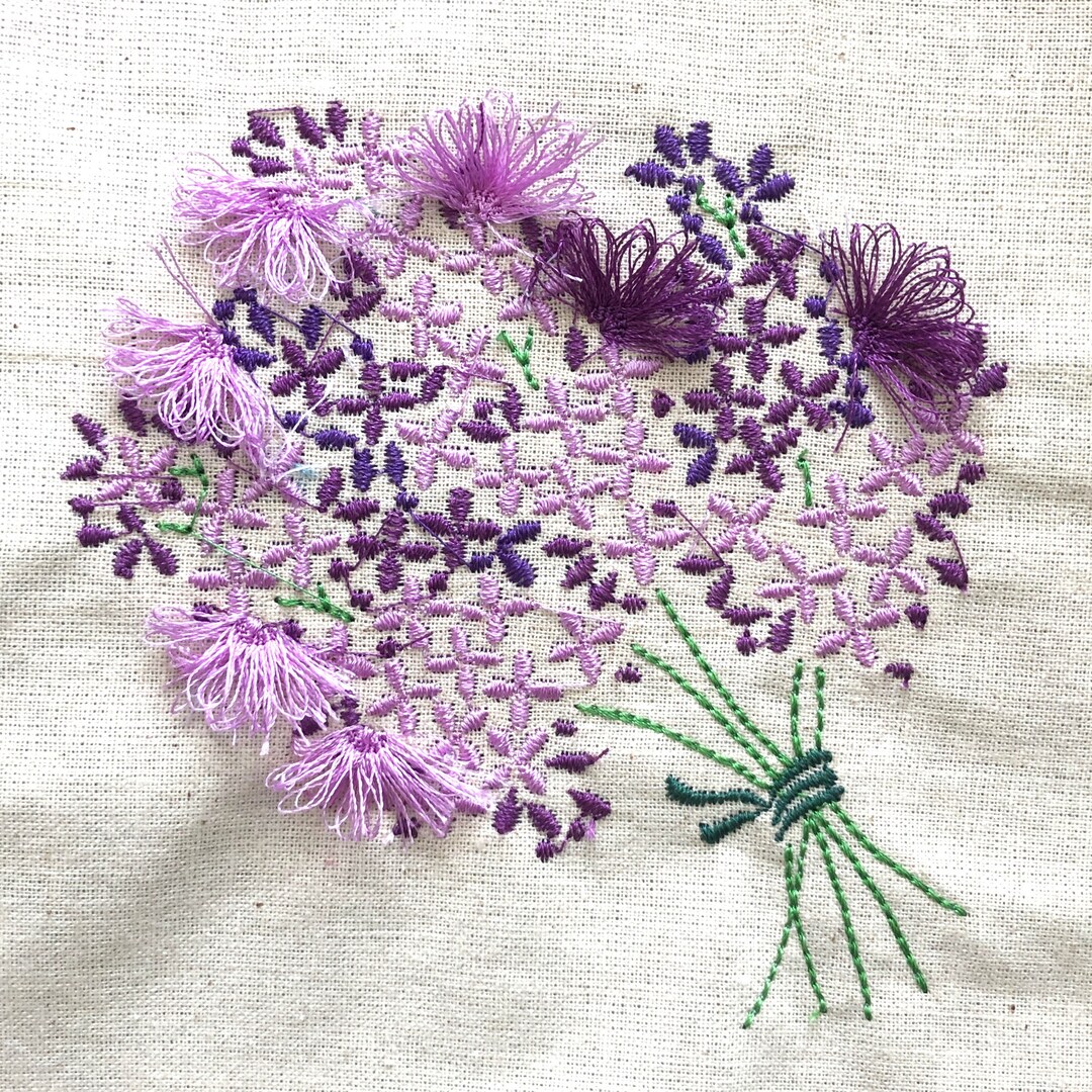 Blossom Lilac Bunch Flowers Stems Fancy Fluffy Fringe Embroidery Files ...