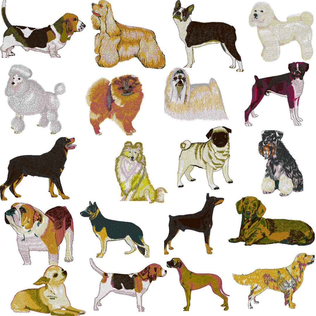 Dogs Set of 20 Embroidery Files - 5 X 7 Inches ( 180 X 130 Mm) Hoop ...