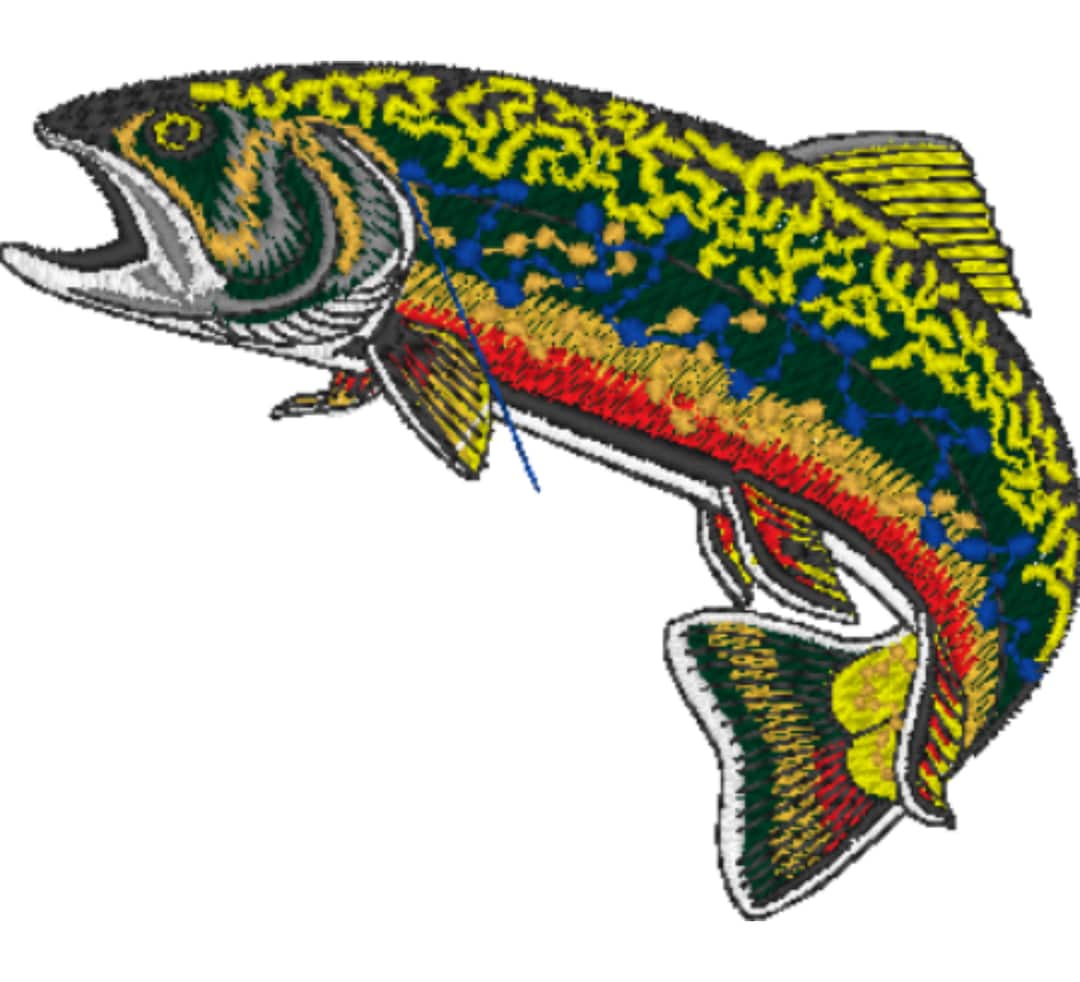 Trout Brown Rainbow Salmon Fish Embroidery File - Pes Dst Exp Jef Hus ...
