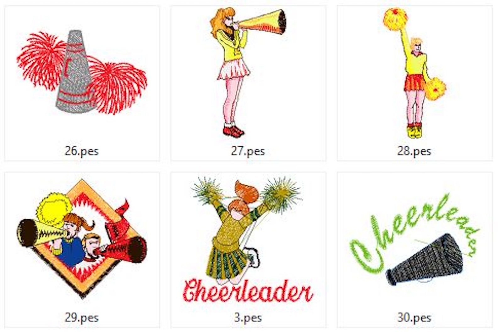 Cheerleading Set of 30 Embroidery Files - 4 X 4 Inches ( 100 X 100mm ...
