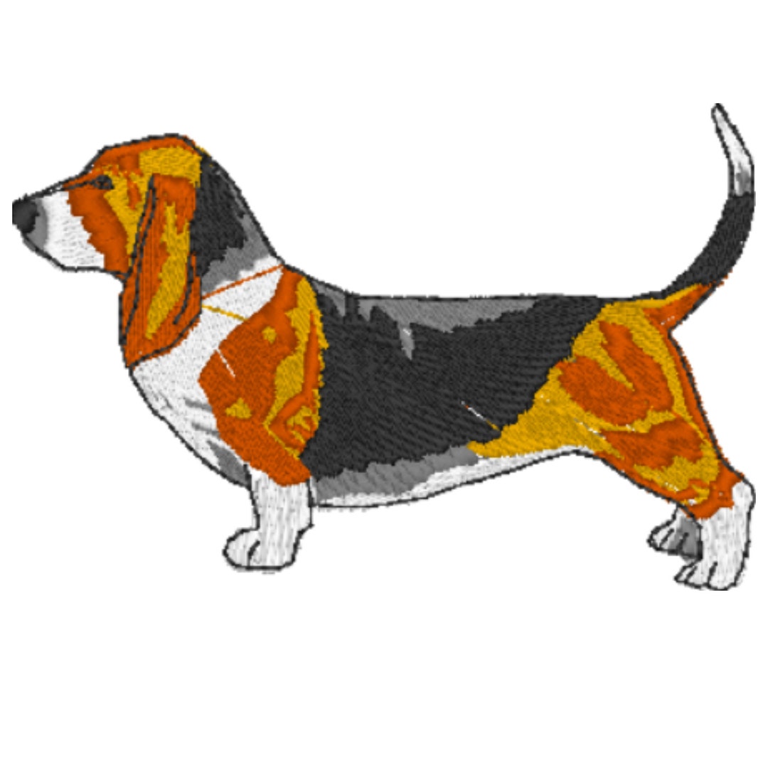 Basset Hound Dog -2 Sizes Embroidery File - Pes Dst Exp Jef Hus Vip and ...