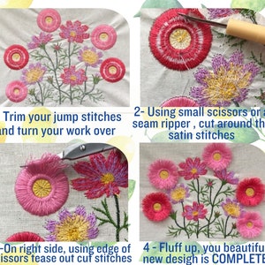 Flowers Stems With 5 Fluffy Fringe Flowers to Make Embroidery Files Fit ...