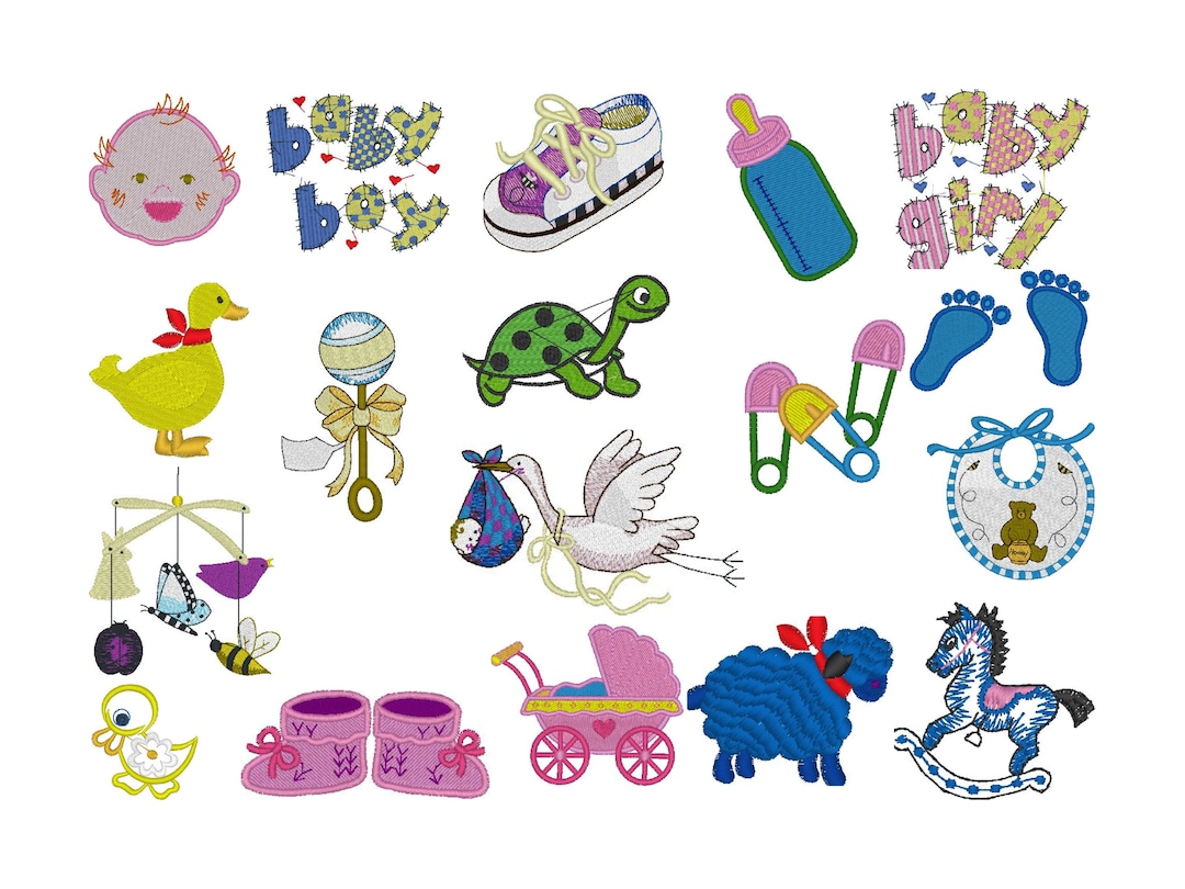 Baby New Born Set of 18 Embroidery Files 4 X 4 Inches ( 100 X 100mm ...