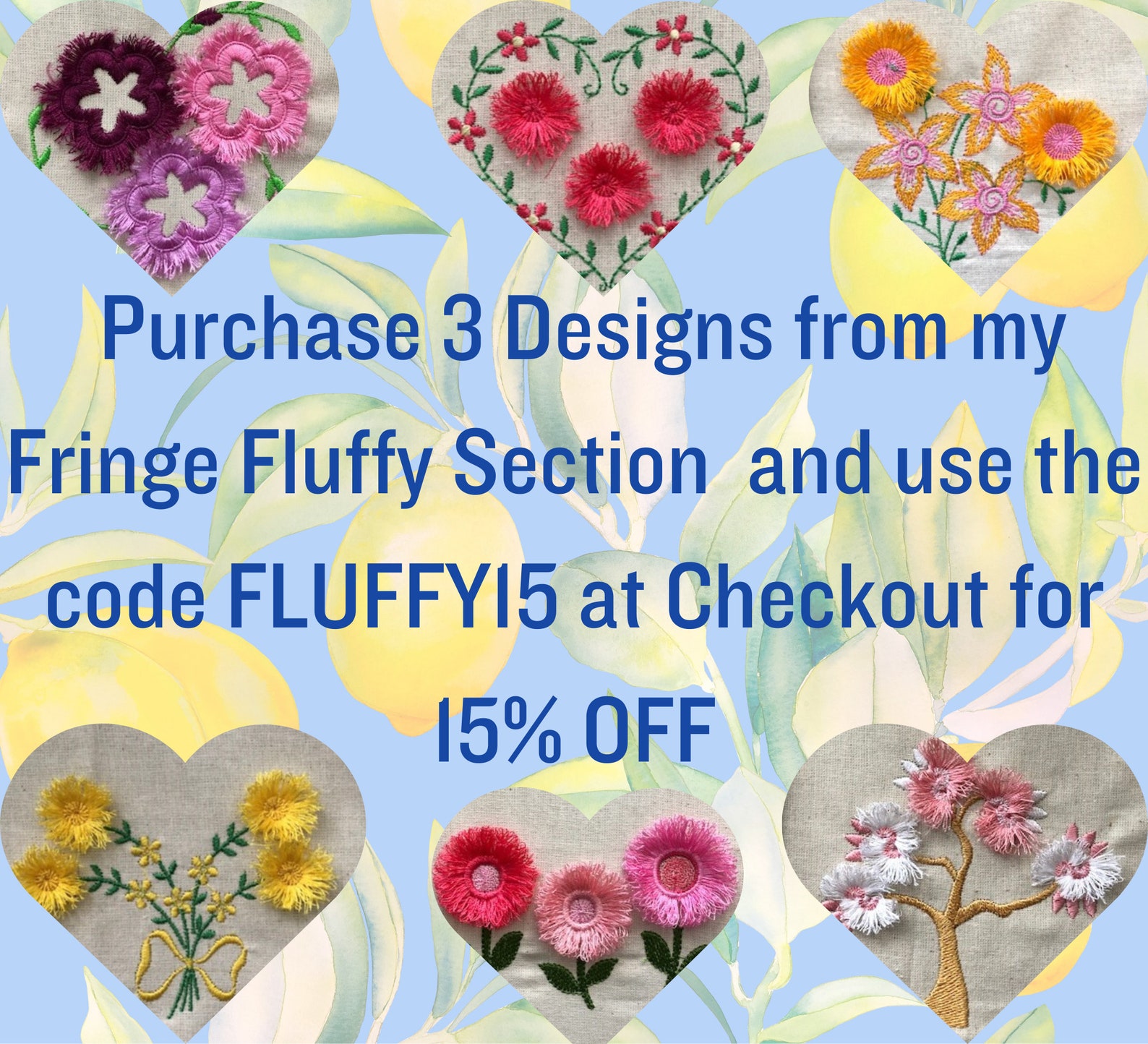 Flowers Stems With 5 Fluffy Fringe Flowers to Make Embroidery Files Fit ...