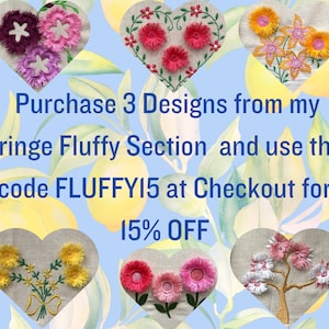 Flowers Stems With 5 Fluffy Fringe Flowers to Make Embroidery Files Fit ...