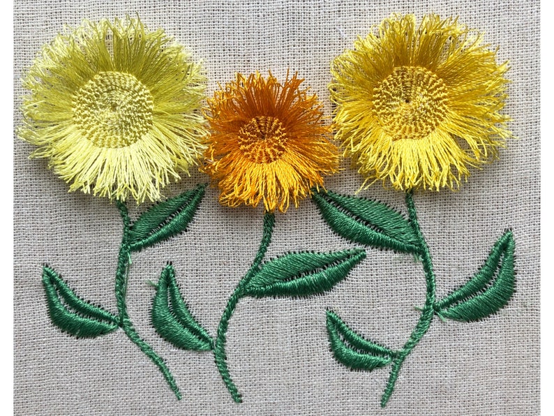 Flowers Stems Fancy Fluffy Fringe in 2 Sizes Embroidery Files - Etsy