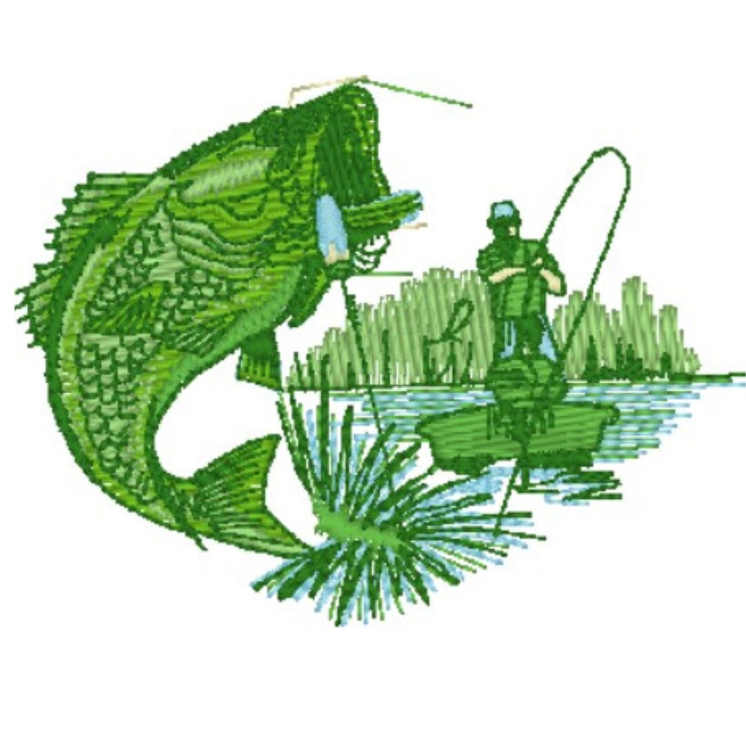 Fisherman Boat With Fish Embroidery File - Pes Dst Exp Jef Hus Vip and ...