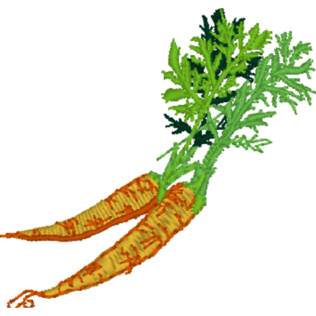 Carrot With Green Leaves - 3 Sizes Embroidery File - Pes Dst Exp Jef ...