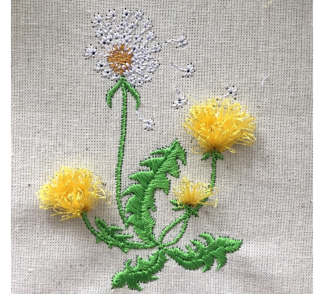 Dandelion Plant Flower Fluffy Fancy Fringed Embroidery Files Fit 4 X 4 ...