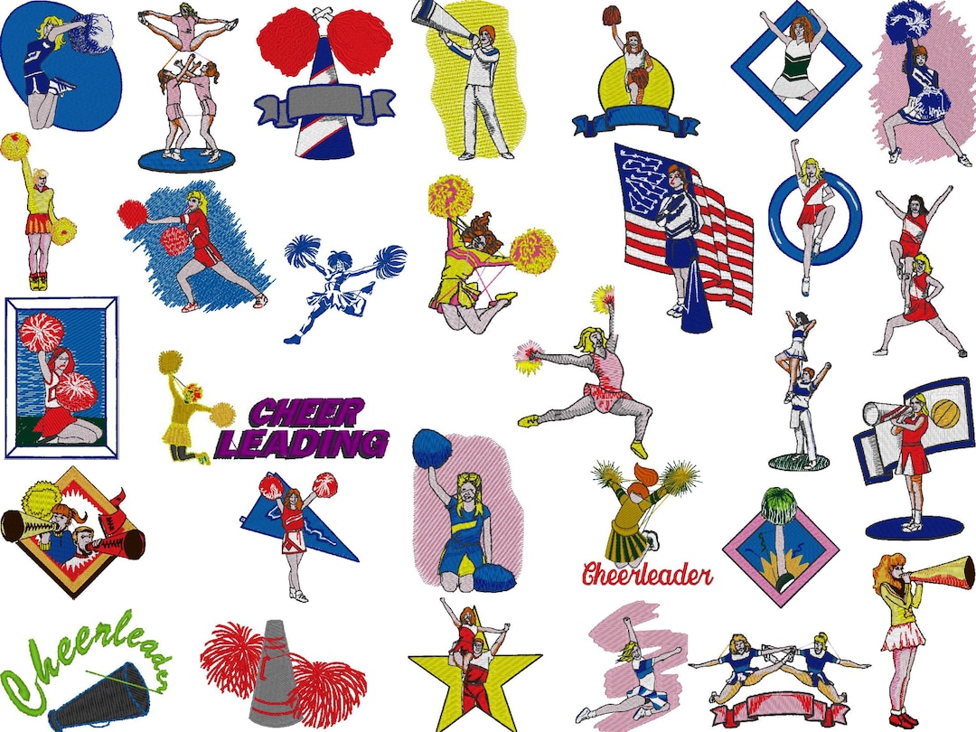 Cheerleading Set of 30 Embroidery Files - 4 X 4 Inches ( 100 X 100mm ...