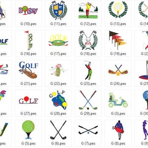 Golf Set of 30 Embroidery Files - 4 X 4 Inches ( 100 X 100mm) Hoop ...