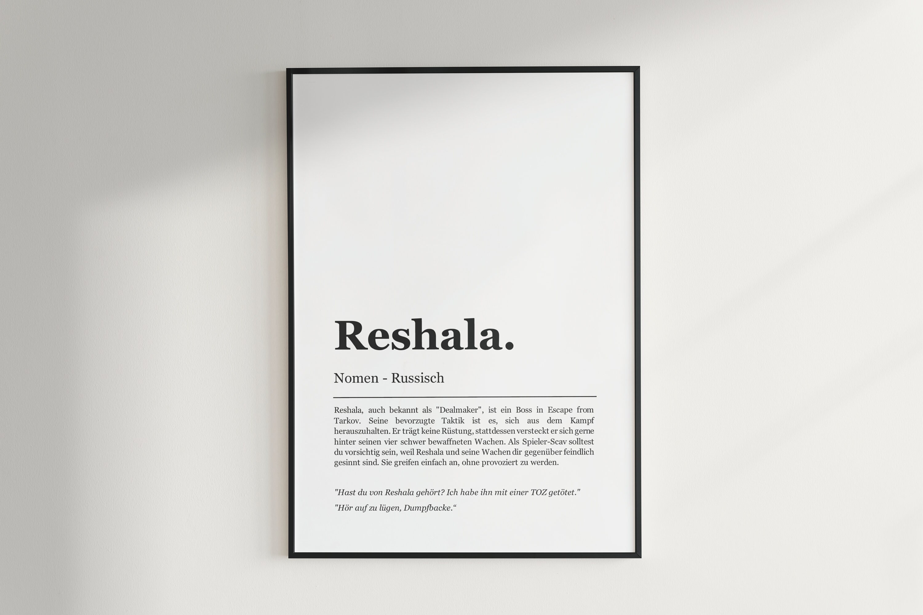 Reshala Escape From Tarkov Poster Download Gamer Poster - Etsy