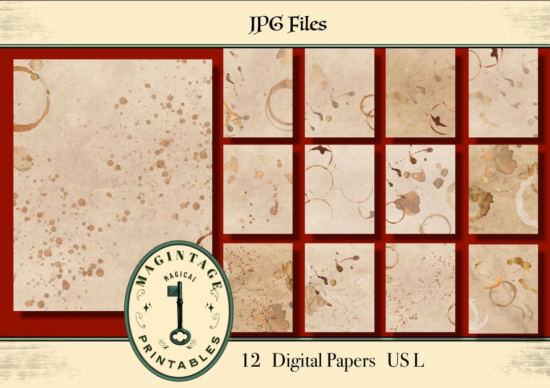 Coffee Stained Backgrounds Digital Papers Printable Old Look - Etsy