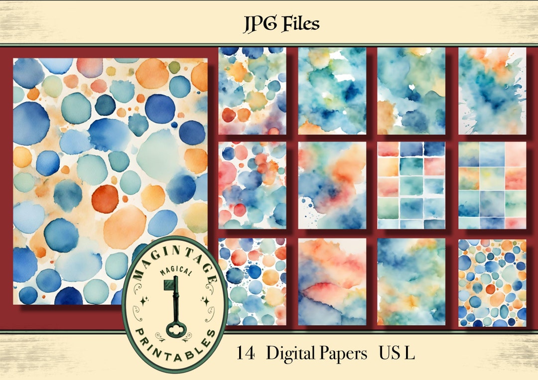 Watercolor Backgrounds Digital Papers Printable Colorful - Etsy