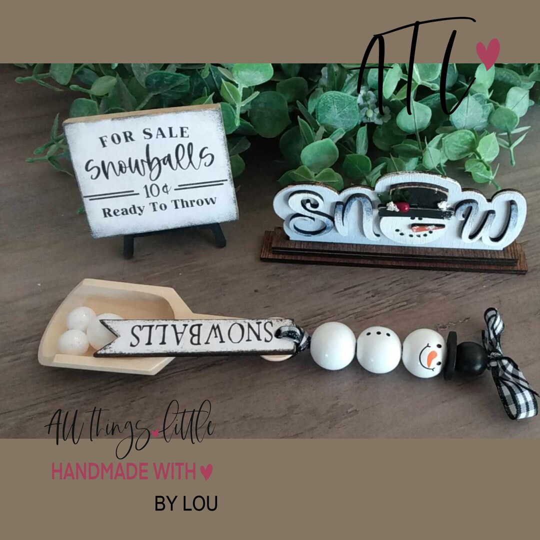 Snowball Themed Set for Tiered Tray - Shelf Sitter | 4 Piece Set ...