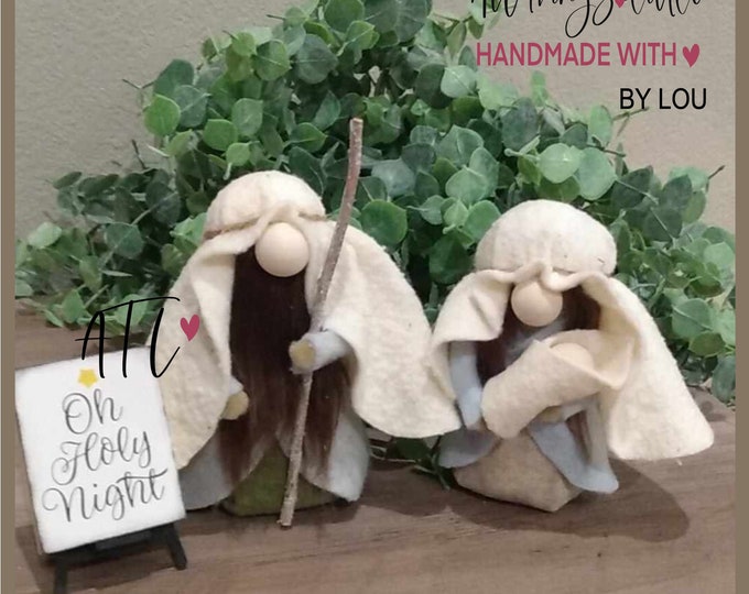 Gnome Nativity | O Holy Night Mini Sign | 5 Inch Gnome | Joseph - Mary ...