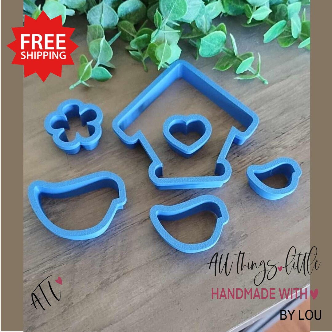 Mini Clay Cutters 6 Piece Set: Birdhouse, Birds, Heart, Flower - Etsy