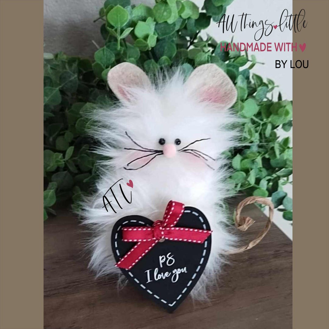 Frazzled Little Mouse PS I Love You Wooden Heart Shelf/sitter 6 Inches ...