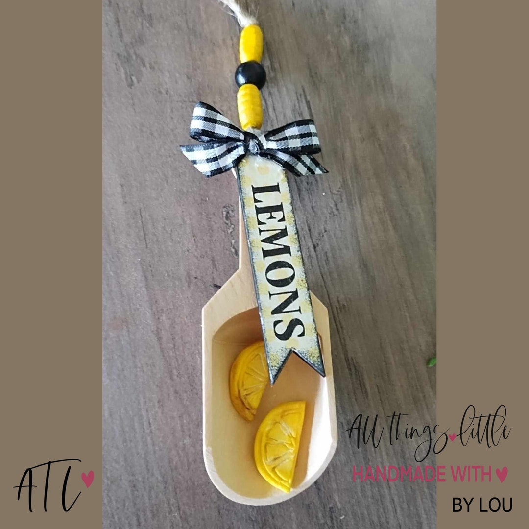 Mini Lemon Wooden Scoop | Tiered Tray Decor | Shelf Sitter | Wooden ...