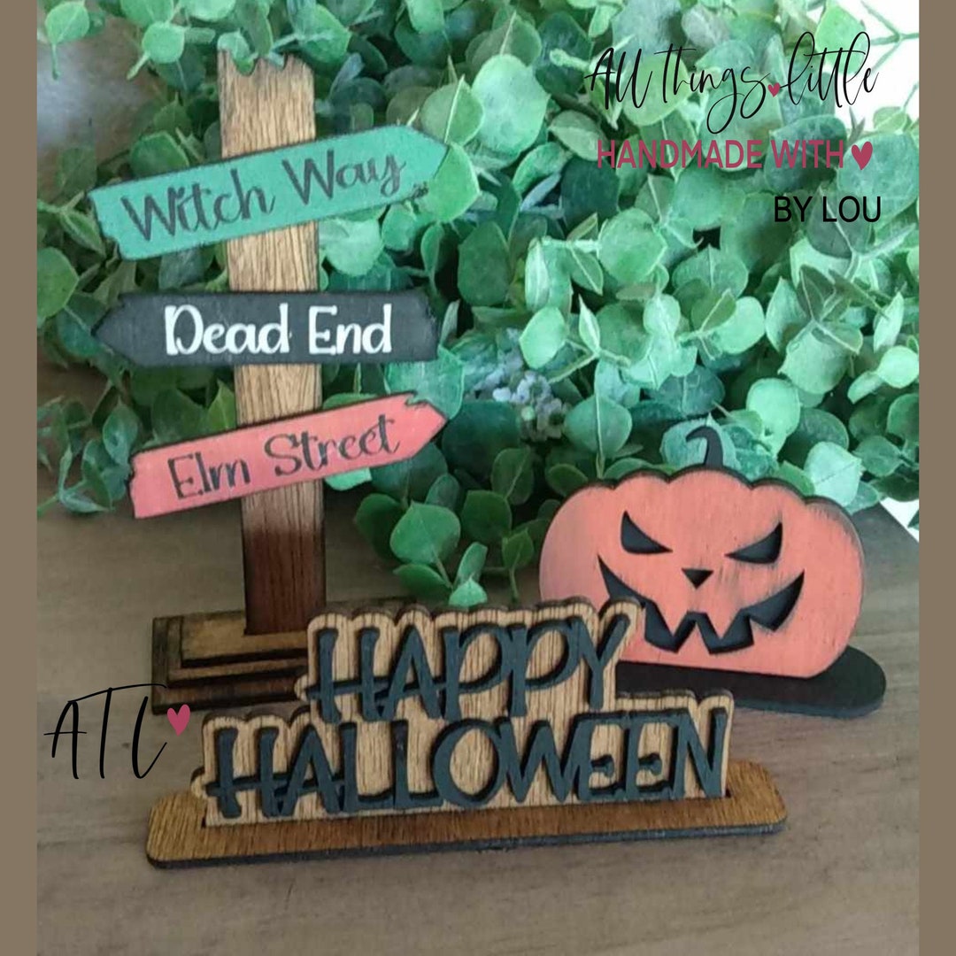 MINI 3 Piece Halloween Set | Directional Sign | Jack O Lantern | Happy ...