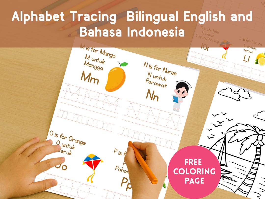 Bilingual Alfabeth Tracing Worksheet | Bahasa Indonesia and English ...