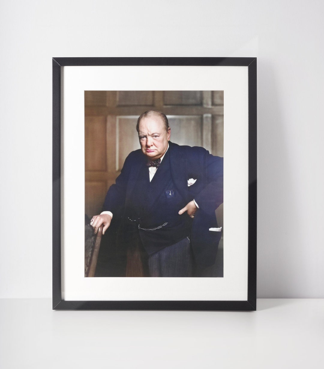 Sir Winston Churchill, 1941, Digitally Enhanced and Colourised, Instant ...