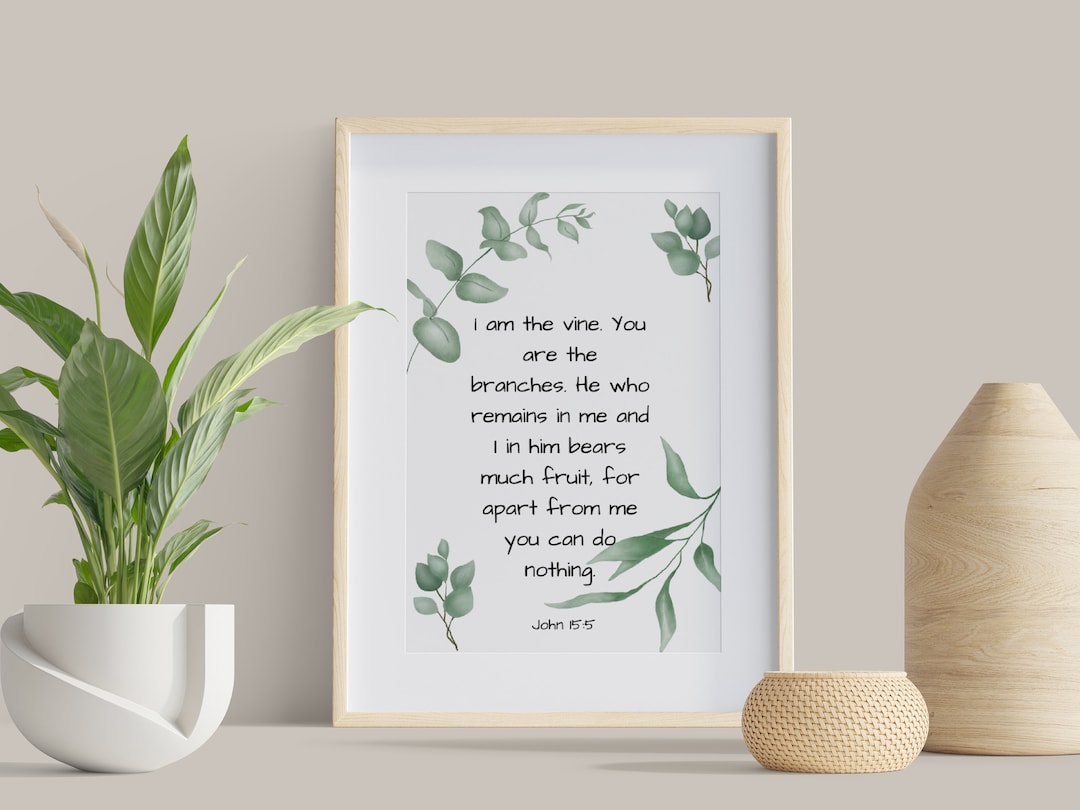 Christian Wall Art I Am the Vine Watercolor Print Religious Poster for ...