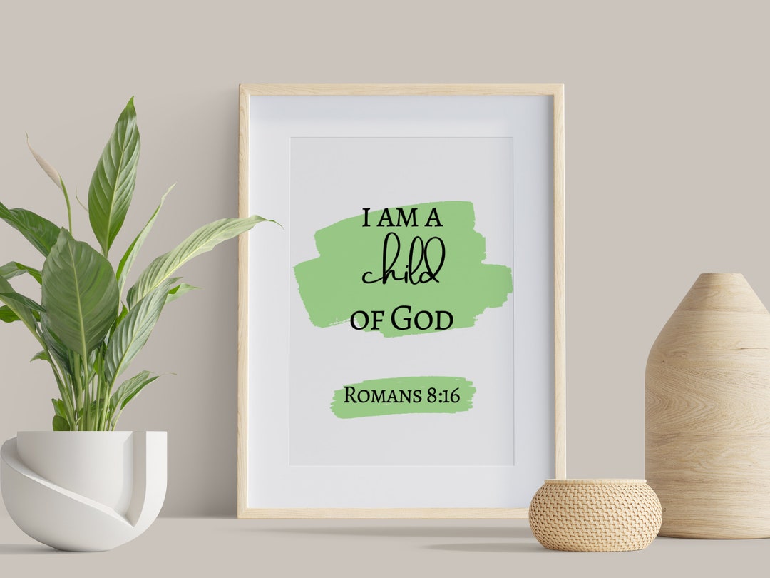 Romans 8 16 Bible Verse Wall Art Watercolor Christian Baptism Gift ...