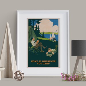 Vintage Camping Poster, Camping Wall Art, Vintage Wall Art, Father and ...
