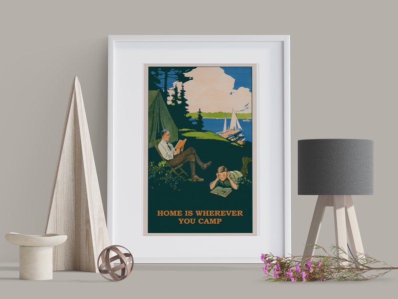 Vintage Camping Poster, Camping Wall Art, Vintage Wall Art, Father and ...