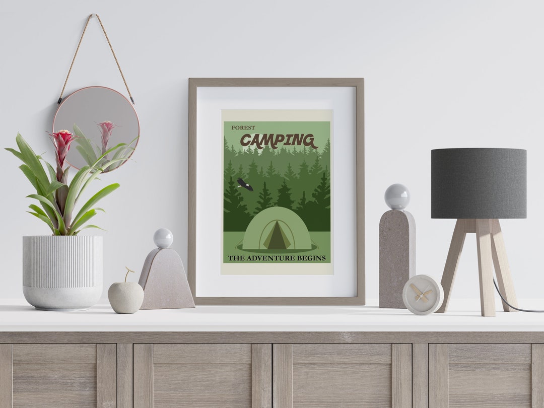 Vintage Forest Camping Poster, Camping Wall Art, Vintage Wall Art ...