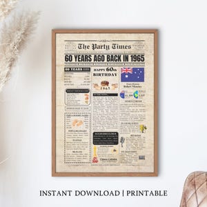 1965 AUSTRALIA 60th Birthday Newspaper Print Australian 60th Birthday ...
