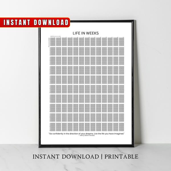 Life in Weeks Poster - Etsy