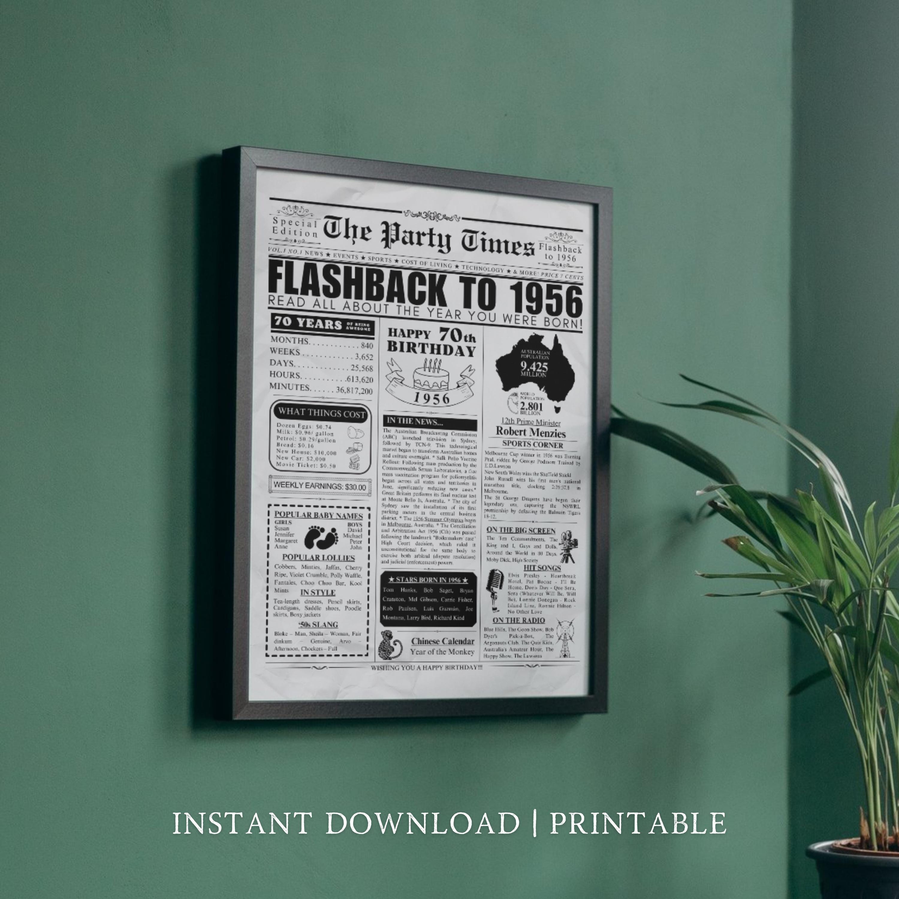 1956 AUSTRALIA 70th Birthday Newspaper Print Australian 70th Birthday ...