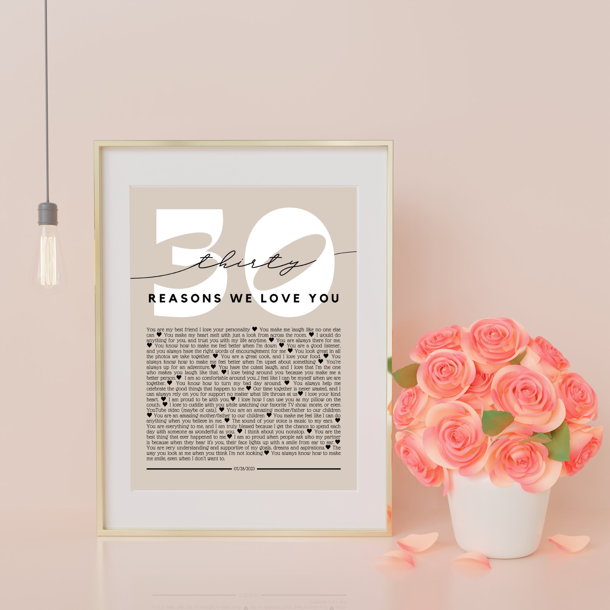 30 Reasons We Love You, 30th Birthday Gift, Thirty Year Anniversary ...