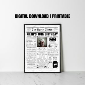 1954 UK Newspaper Poster, 1954 Birthday Printable Gift, 70th Birthday ...