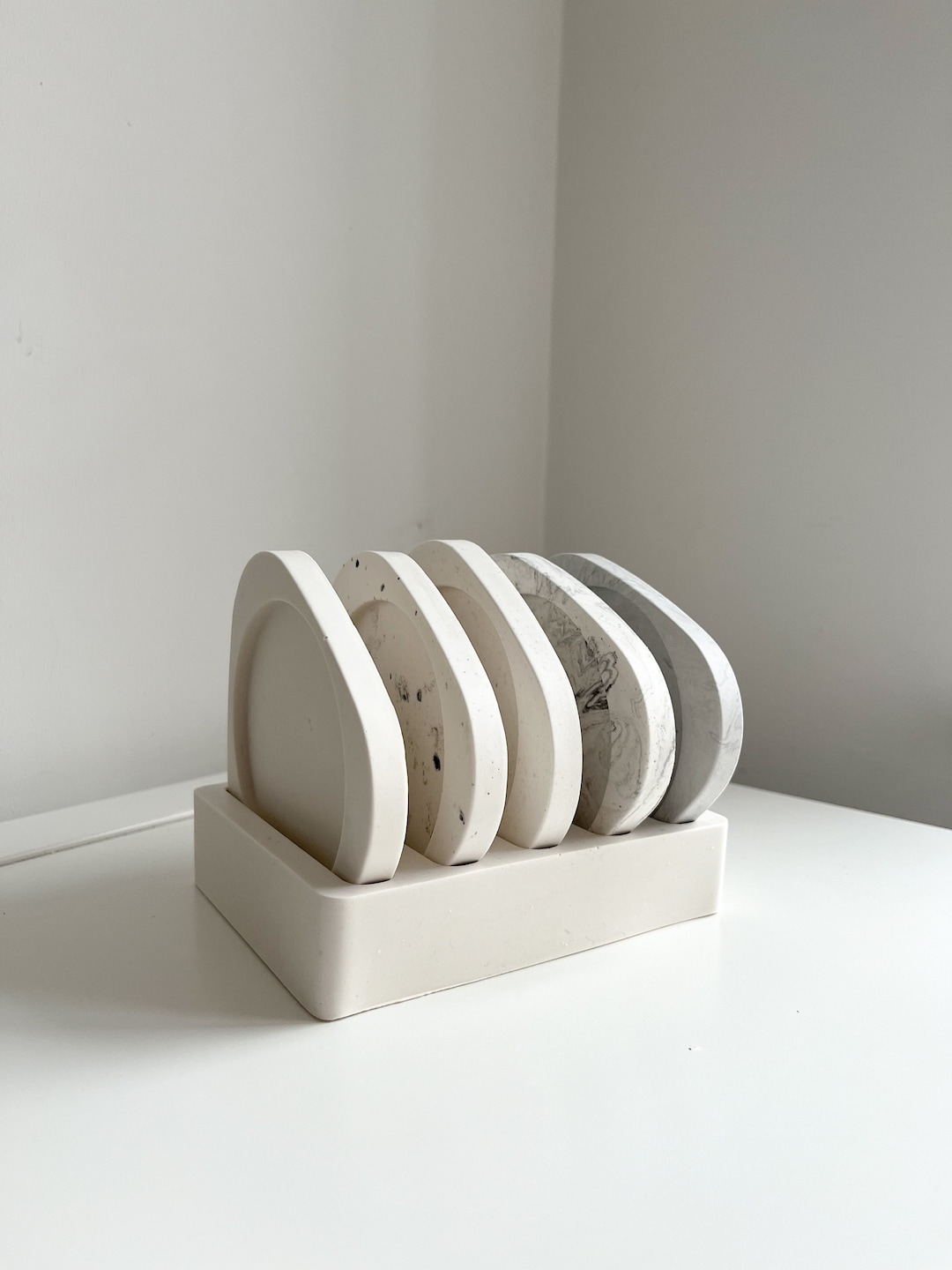 Holder and Coaster Triangle Set of 5, Choose Different Colour Effects, Handmade | Jesmonite ...