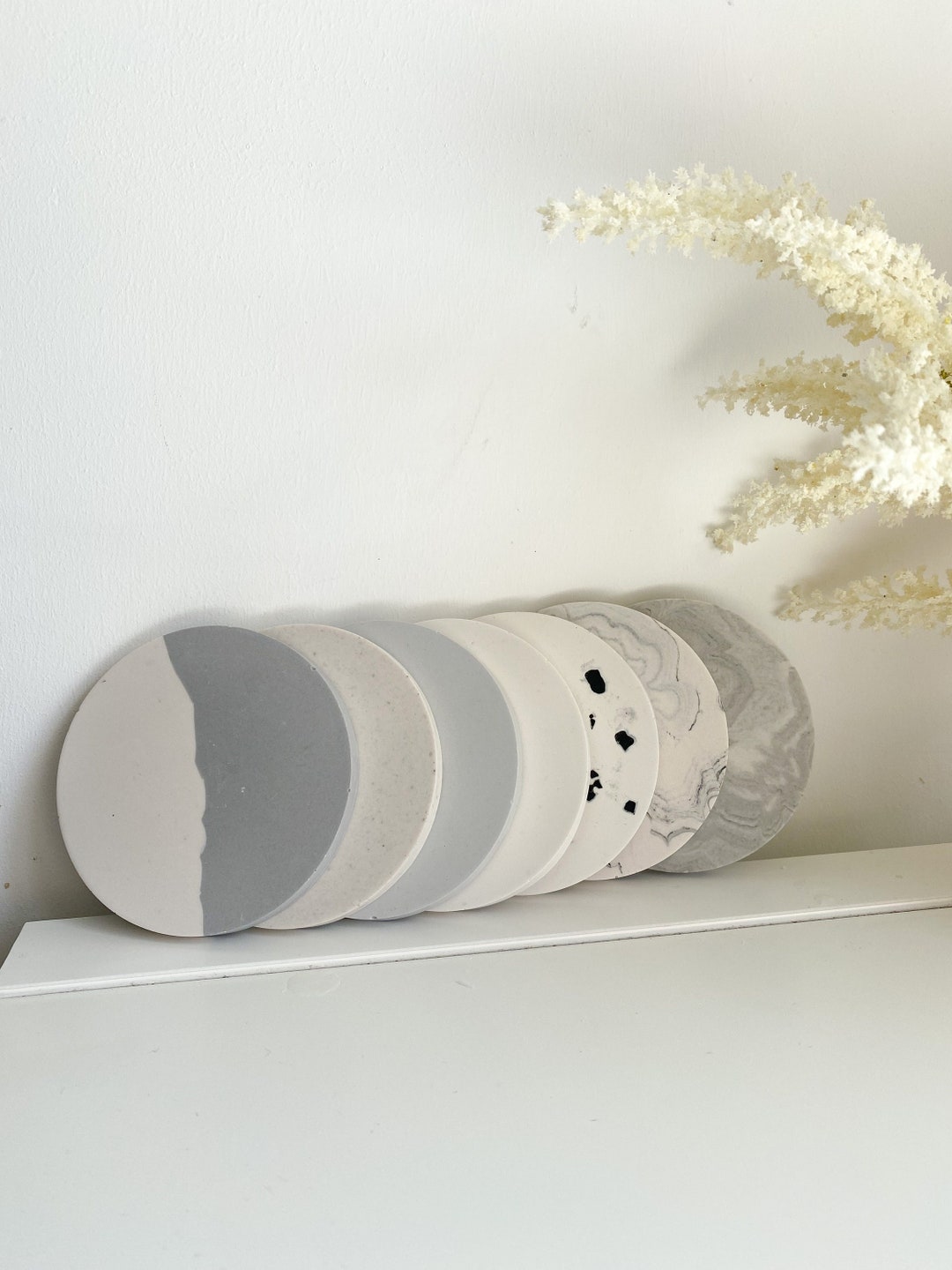 Round Coasters Set of 4, Different Colour Effects, Handmade | Jesmonite ...