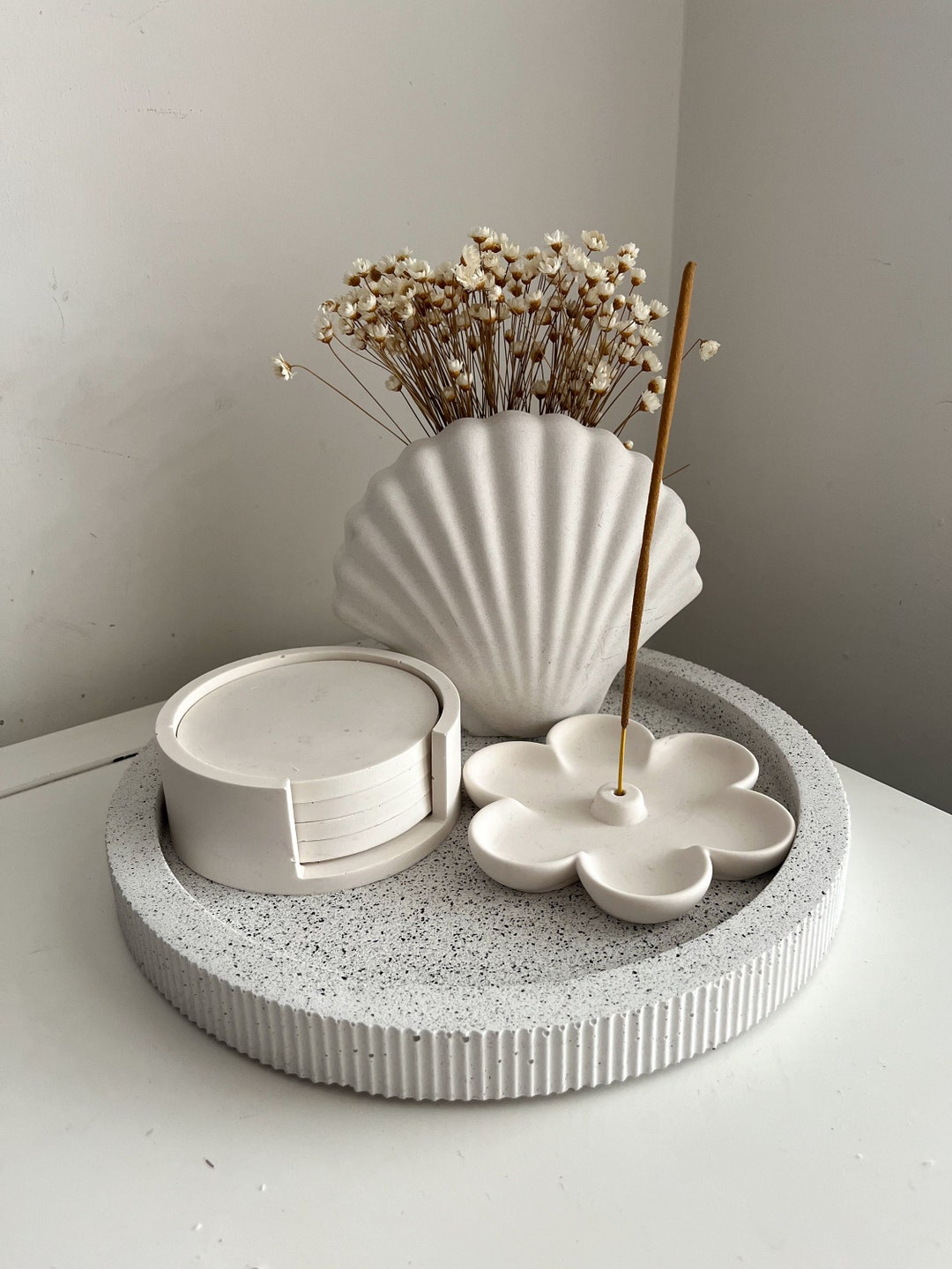 Stone Ribbed Large Tray, Choose Different Colour Effects, Handmade ...