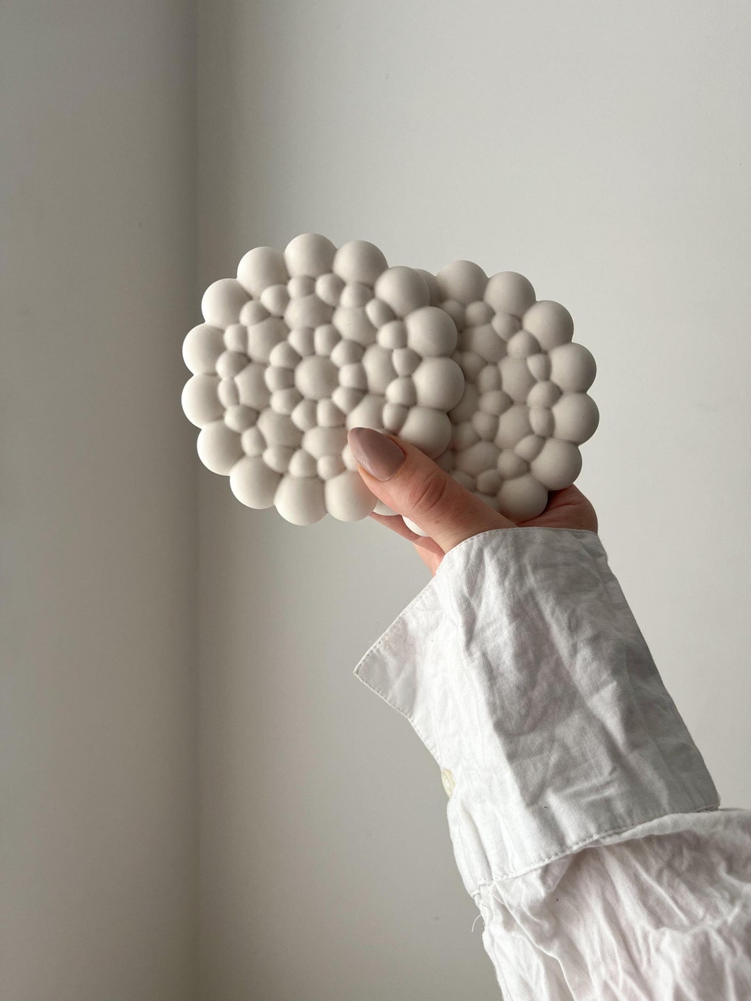 Bubble Coaster Set 2, Choose Colour Effect, Handmade Jesmonite Neutral ...