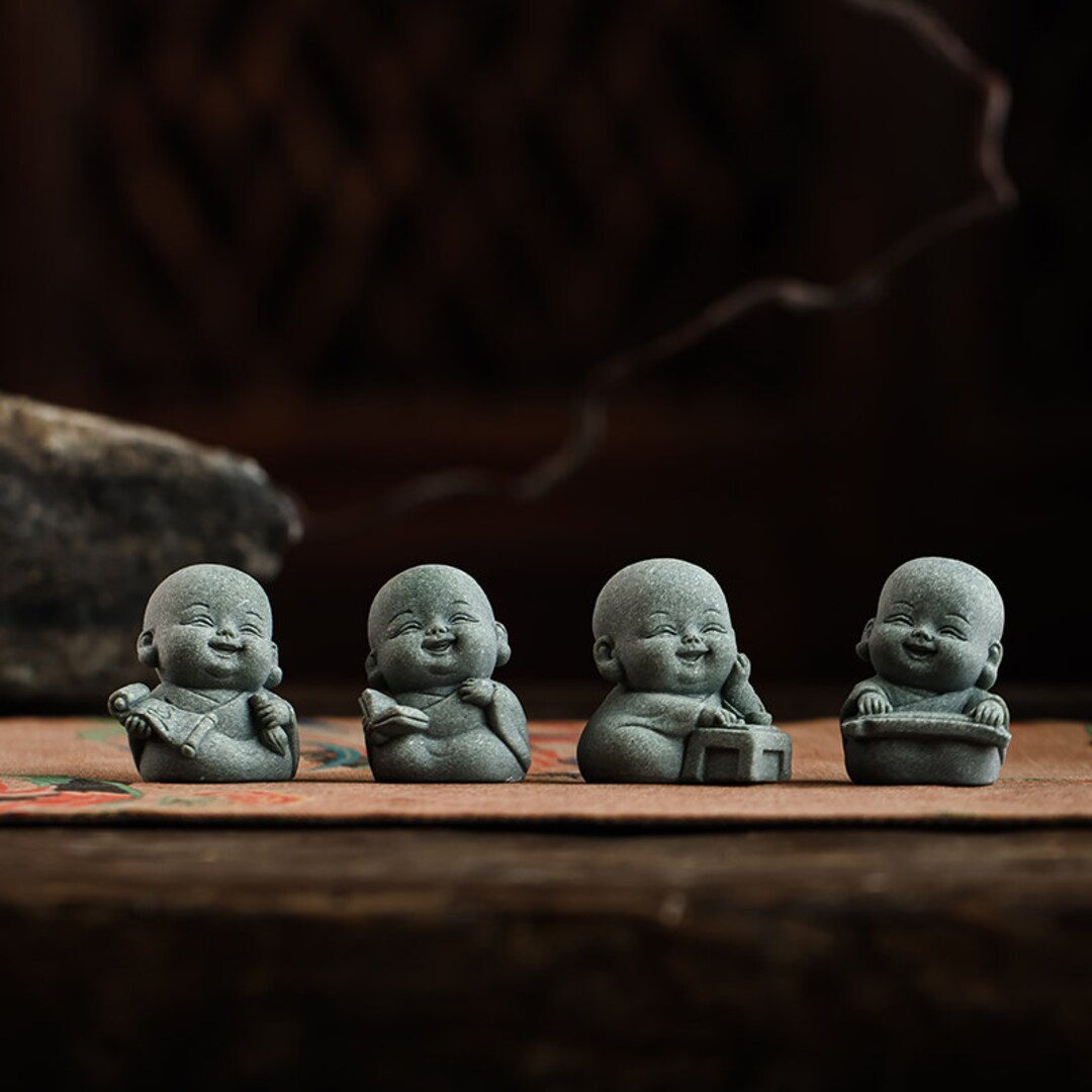 Sandstone Cute Monk Sculpture Zen Buddha Statue Tiny Garden Statue for ...