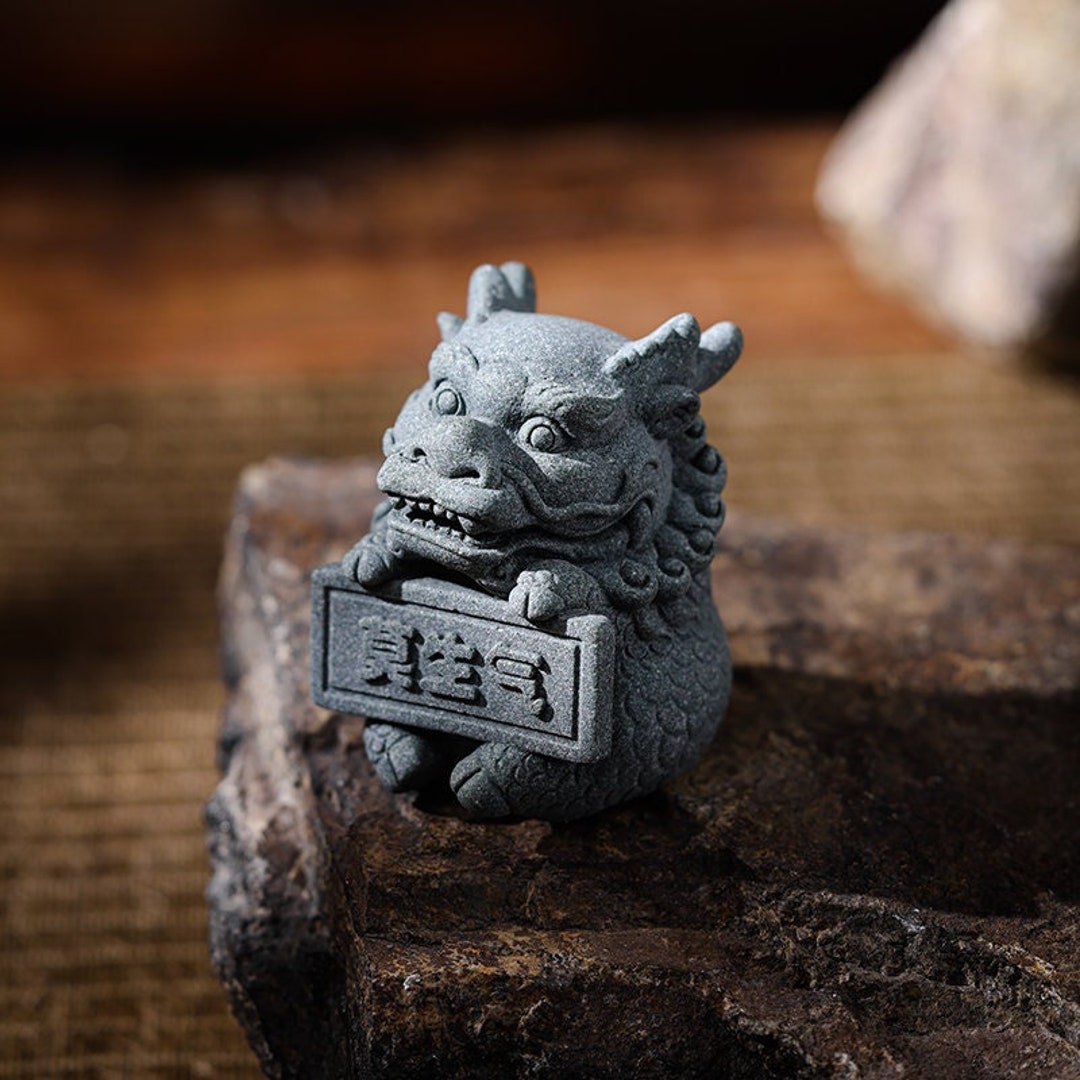 Jiekaitreasure Cute Sandstone Chinese Dragon Statues Tiny Home Garden ...